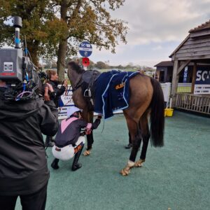 Joe Tizzard wins the Strong Flavours Catering Handicap Hurdle for the ...